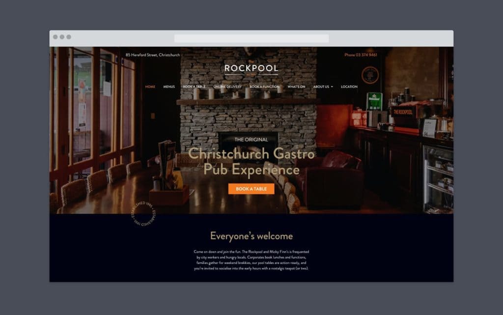 Rockpool Restaurant Bookings Website by Catchlight Design